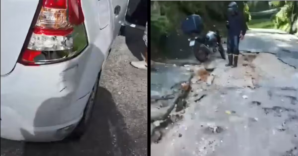VÍDEO - Buraco em rua do Azambuja aparece novamente e causa acidente em ...